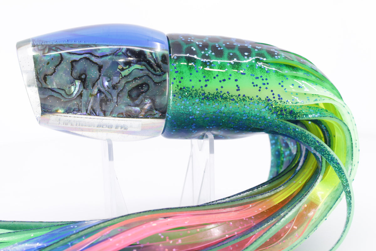 Marlin Magic Paua Shell Blue Back Bog Eye 14" 11oz Skirted Black Dot-B ...