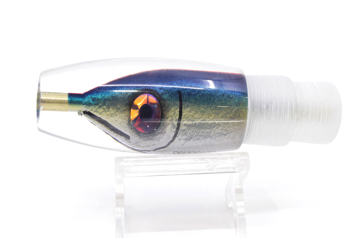 Tsutomu Lures Blue-Green-Gold-Silver Fish Head Rainbow Eyes Moke Inver ...