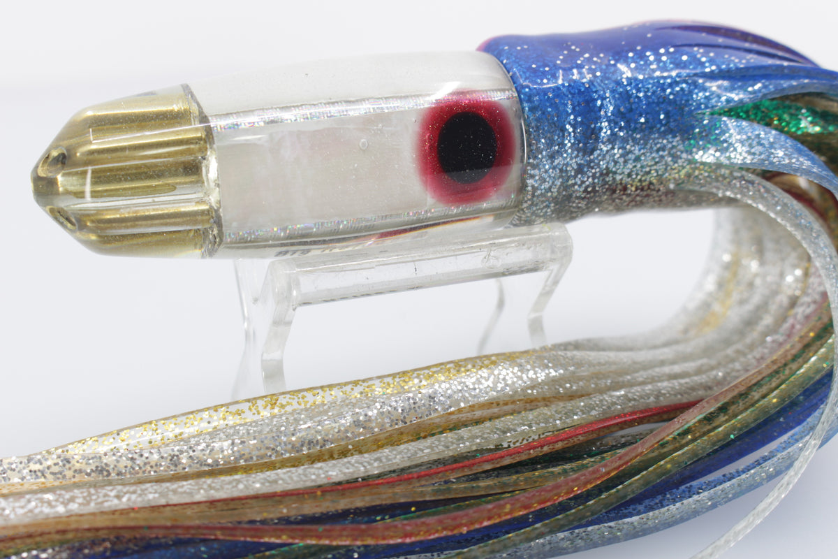 Big Reidee Silver MOP Silver Rainbow 4-Hole Bullet 9" 6oz Skirted Evil ...