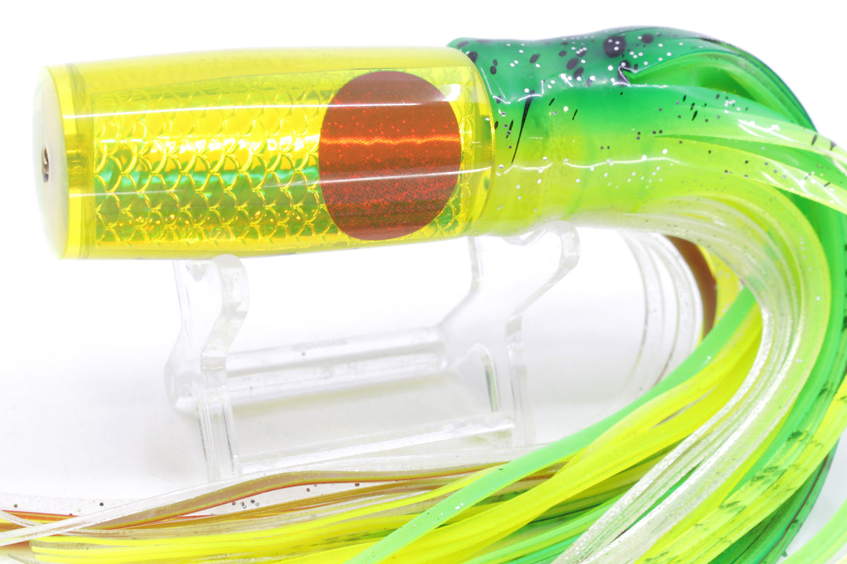 Koya Lures Yellow Rainbow Scale Red Eyes Hard Head 7" 3oz Skirted Mahi ...