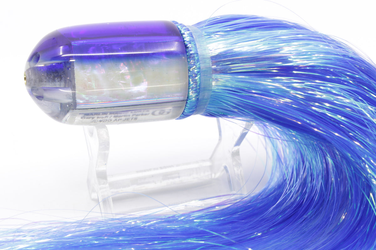 Marlin Magic Lures White Awabi Blue Back Jumbo AP Jet 9" 6oz Flashabou ...