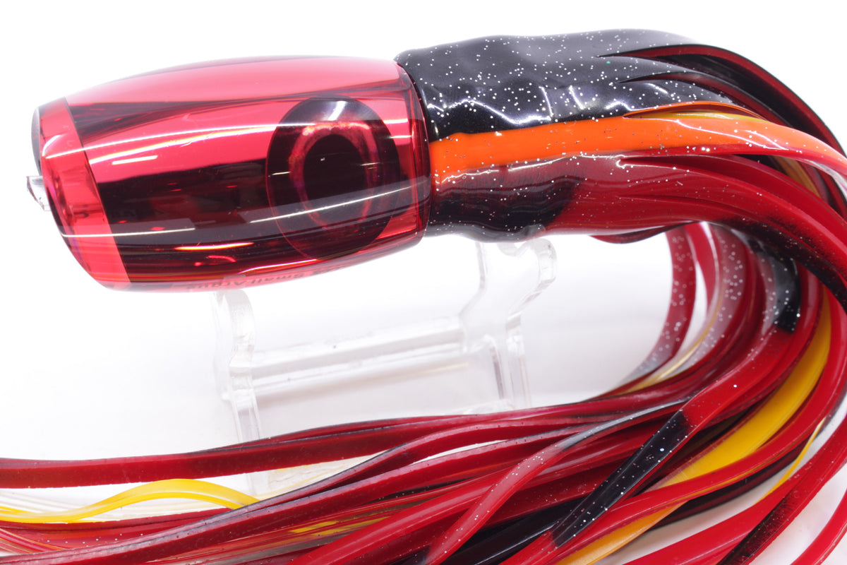 Moyes Lures Red Mirrored Small Argus 9" 3.5oz Skirted Black-Orange-Bla ...