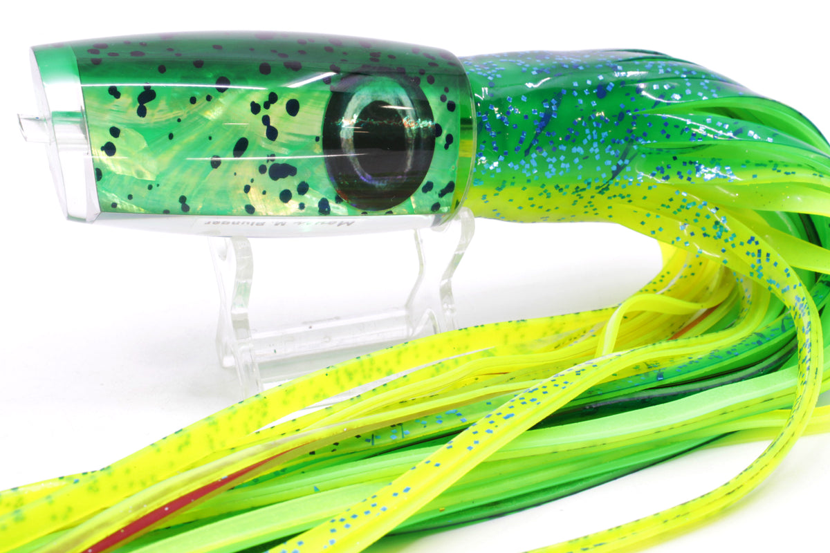 Moyes Lures Mahi MOP Green Back Medium Plunger 12" 7.5oz Skirted Mahi ...