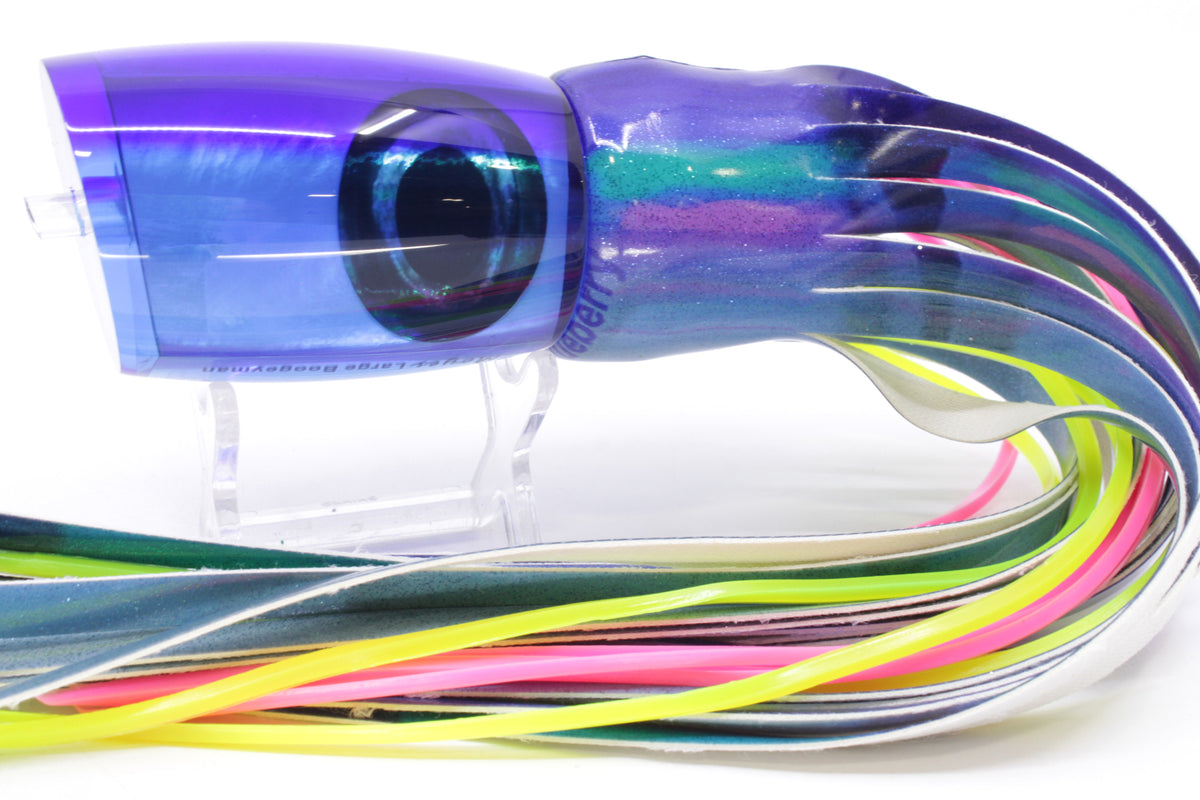 Moyes Lures Ice Blue MOP Blue Back Large Boogeyman 14" 8.5oz Fire Tail ...