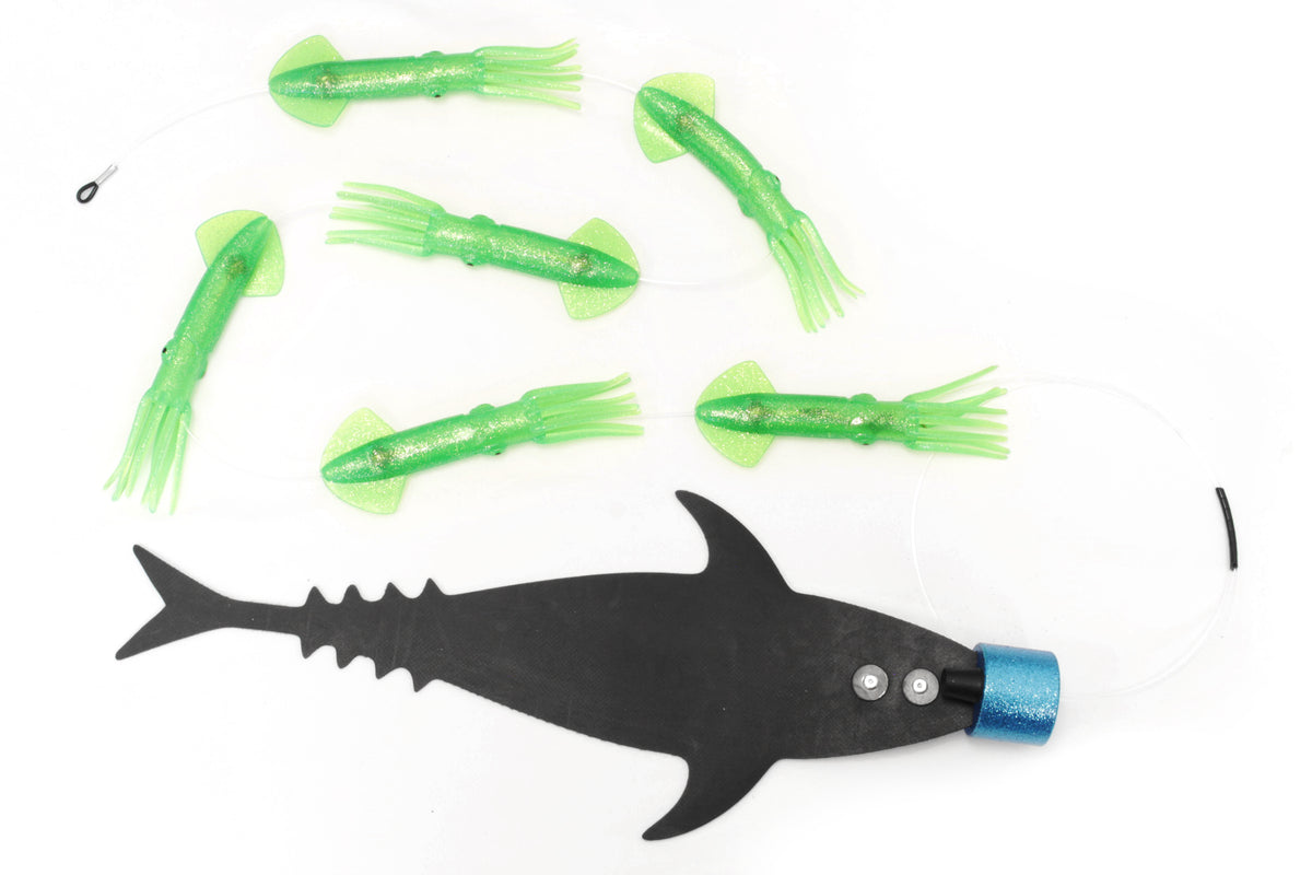 Grander Marlin Tackle Medium Blunt Cut D-Flap Teaser Squid Chain Combo ...